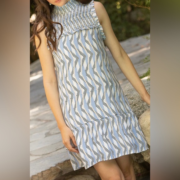 THML | Dresses | Thml Smocked Neck Stripe Ruffle Sleeveless Dresssize ...